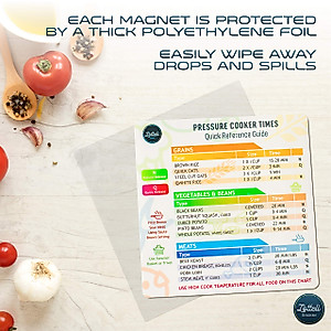 Instant Pot Cooking Times Chart - Pressure Cooker Accessories Cook Times - Easy to Use & Clean Strong Magnet - Instant Pot Cheat Sheet Magnet Set Quick Reference Guide - White