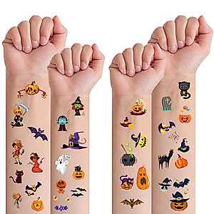 298 PCS Halloween Temporary Tattoos for Kids，Halloween Assorted Treat or Trick Halloween Fake Tattoo Stickers for Boys Girls Goody Bag Stuffers Prizes Party Favors
