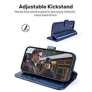 OCASE Compatible with iPhone 14 Pro Max Wallet Case, PU Leather Flip Folio Case with Card Holders RFID Blocking Stand [Shockproof TPU Inner Shell] Phone Cover 6.7 Inch 2022（Blue）