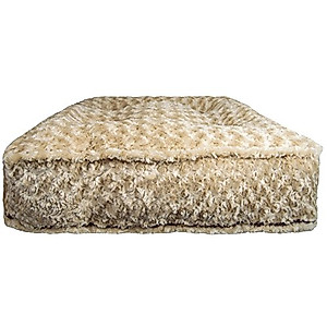 Bessie and Barnie Camel Rose Luxury Extra Plush Faux Fur Rectangle Pet/Dog Bed (Multiple Sizes)