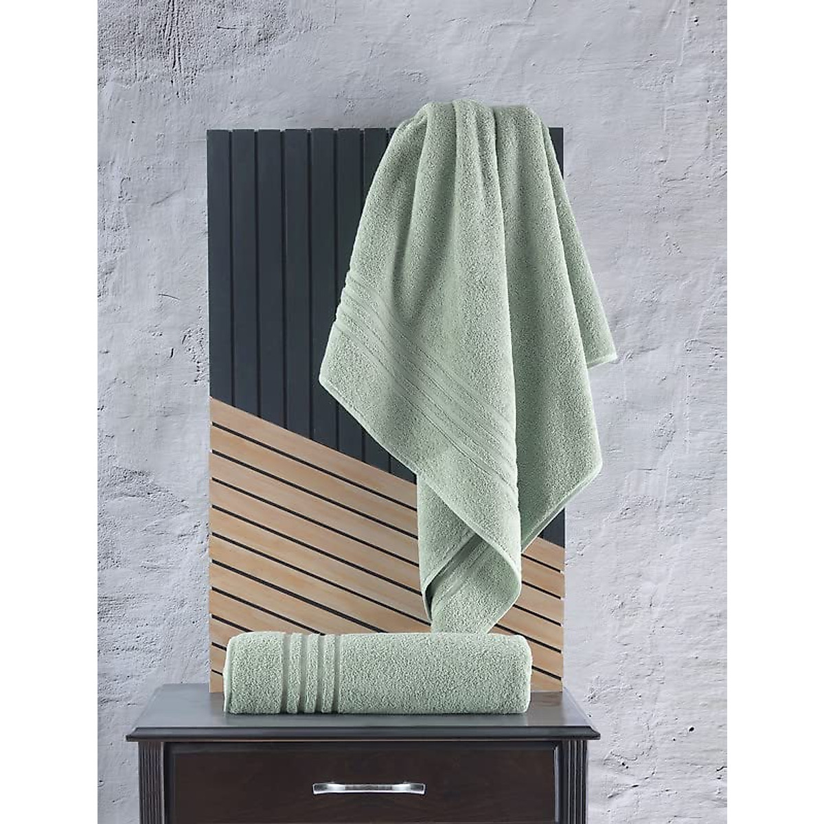 Hammam Linen Jumbo Large Bath Sheets Towels 2-Pack 35 x 70 Inches Soft and Absorbent, Premium Quality 100% Cotton Towels (Light Green, Bath Sheet)