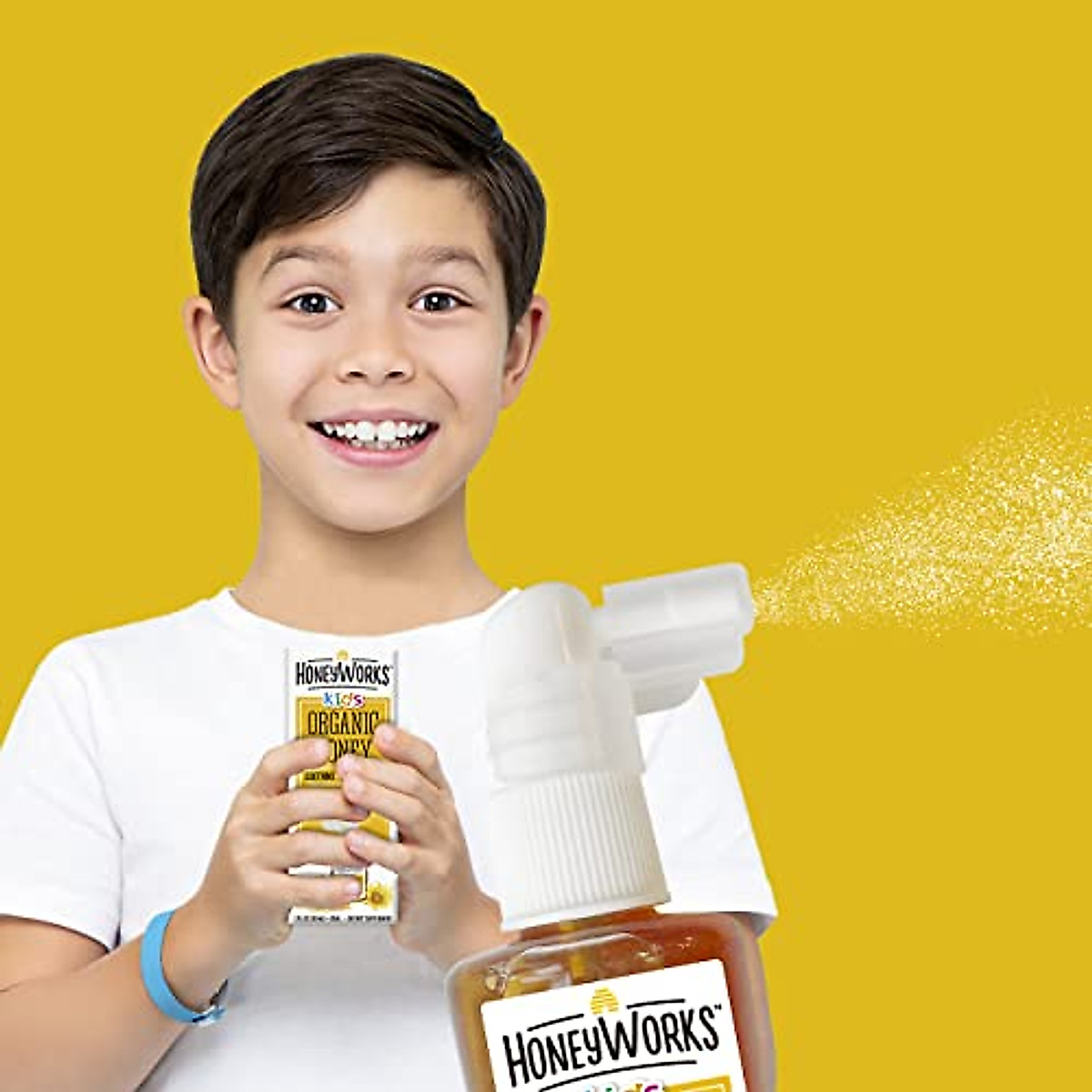 HoneyWorks Kids Throat Spray for Sore Throat Relief, 1 Oz, Soothing Non-GMO USDA Organic Dark Honey + Zinc, Fast-Acting Relief, Ages 12 Months+