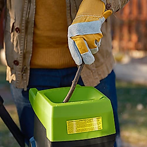 Earthwise GS015 15-Amp Electric Corded Chipper/Shredder with Collection Bag, Green/Black