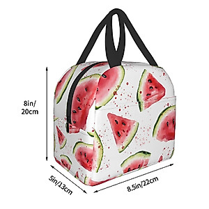 Canesert Lunch Bag with Pocket for Teen Slices Watermelon Insulated Lunch Box Cooler Thermal Waterproof Reusable Tote Bag for Women Travel Work Hiking Picnic