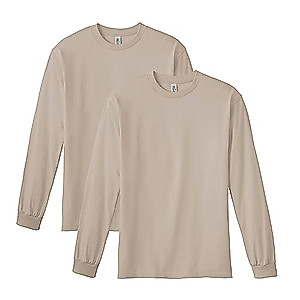 American Apparel Unisex Long Sleeve Tee, Style G1304, 2-Pack, Sand (2-Pack), Large