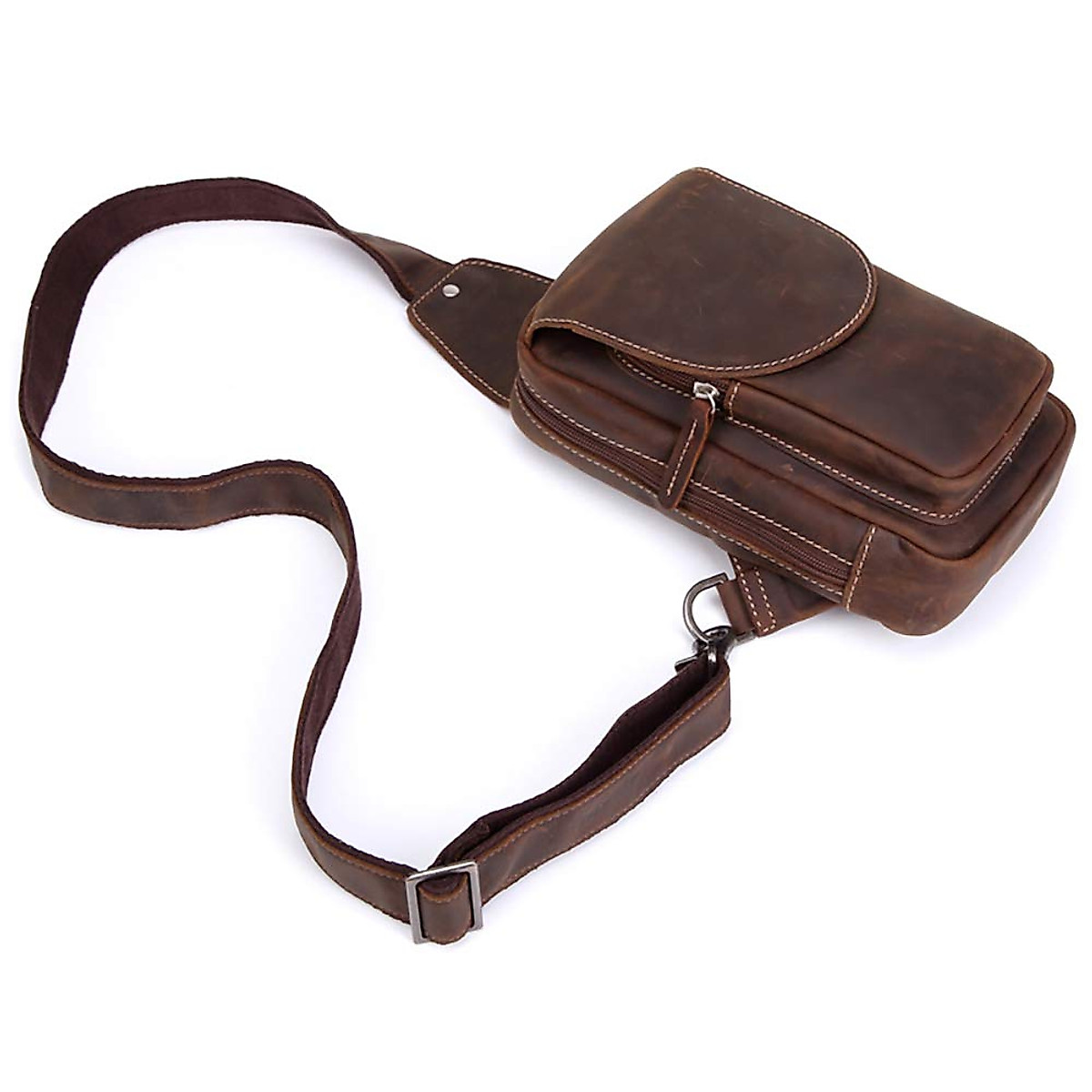 EVERDOSS Sling Backpack Leather Chest Pack Crossbody Travel Hiking Bag