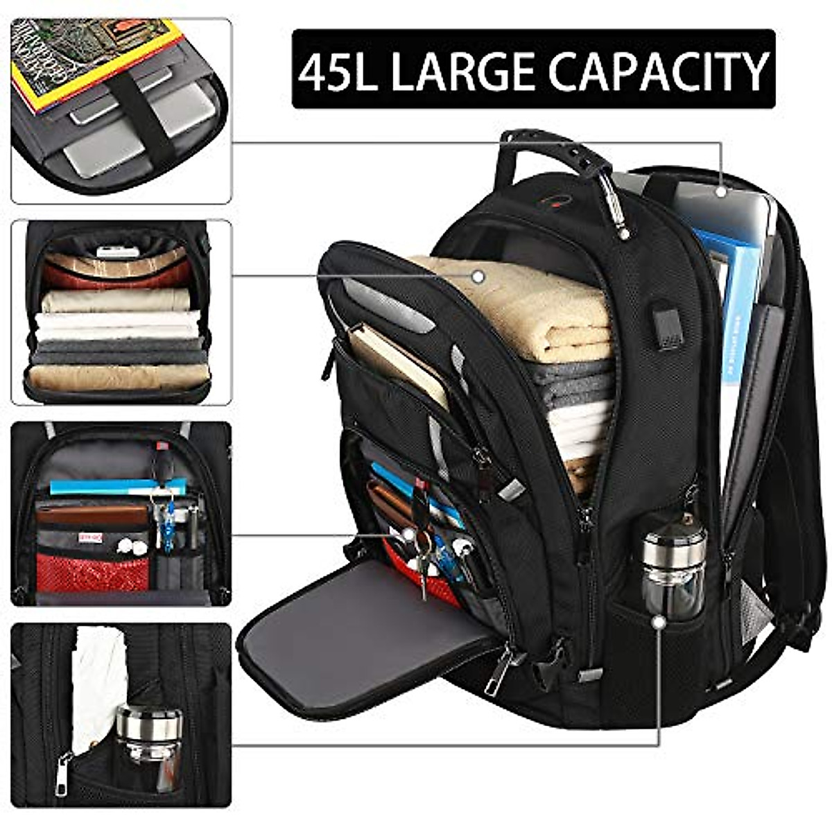 Mogplof 17 inch Laptop Backpack, Large Travel Backpack with USB Charge Port, Water Resistant Travel Backpack Airline Approved for on Bisuness, College Bookbag Durable, TSA Friendly Backpack Luggage