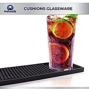 ProTensils Rail Bar Mat 23" x 3.25" Black Rubber Bar Mats, Bar Service Spill Mats for Counter-Top (2 Pack)