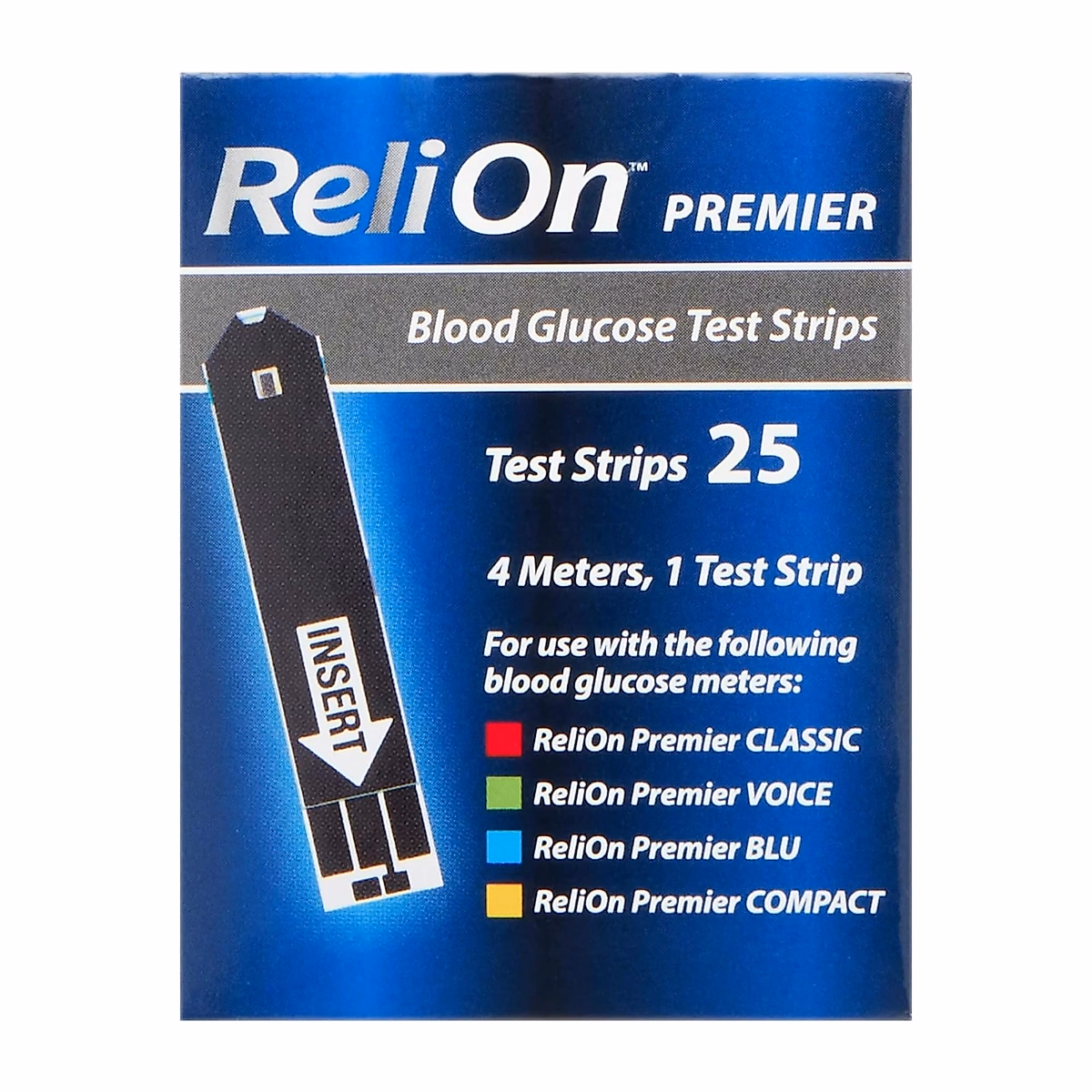 Relion Premier Test Strips 25 Count | Blood Glucose Test Strips | Test Strips for Diabetes | Blood Sugar Test Strips | Diabetic Test Strips | Reli on Premier Blood Glucose Test Strips