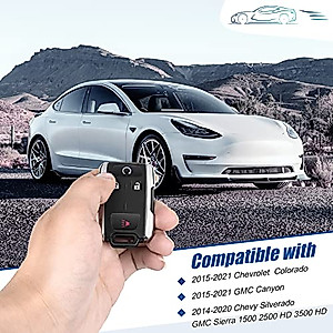 Car Key Fob Fit for Chevy 2014-2020 Silverado 1500 2500 3500, Chevrolet Colorado 2015-2021 Keyless Remote Compatable with GMC 2014-2020 Sierra 1500 2500 3500, GMC 2015-2021 Canyon (M3N32337100)