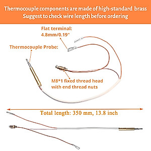 IDEASURE Patio Heater Replacement Parts for Outdoor Heaters, 13.8'' Long Thermocoupler & Dump Switch Safety Sensor for Propane Gas Heaters Room Heaters Garden Tower Heaters