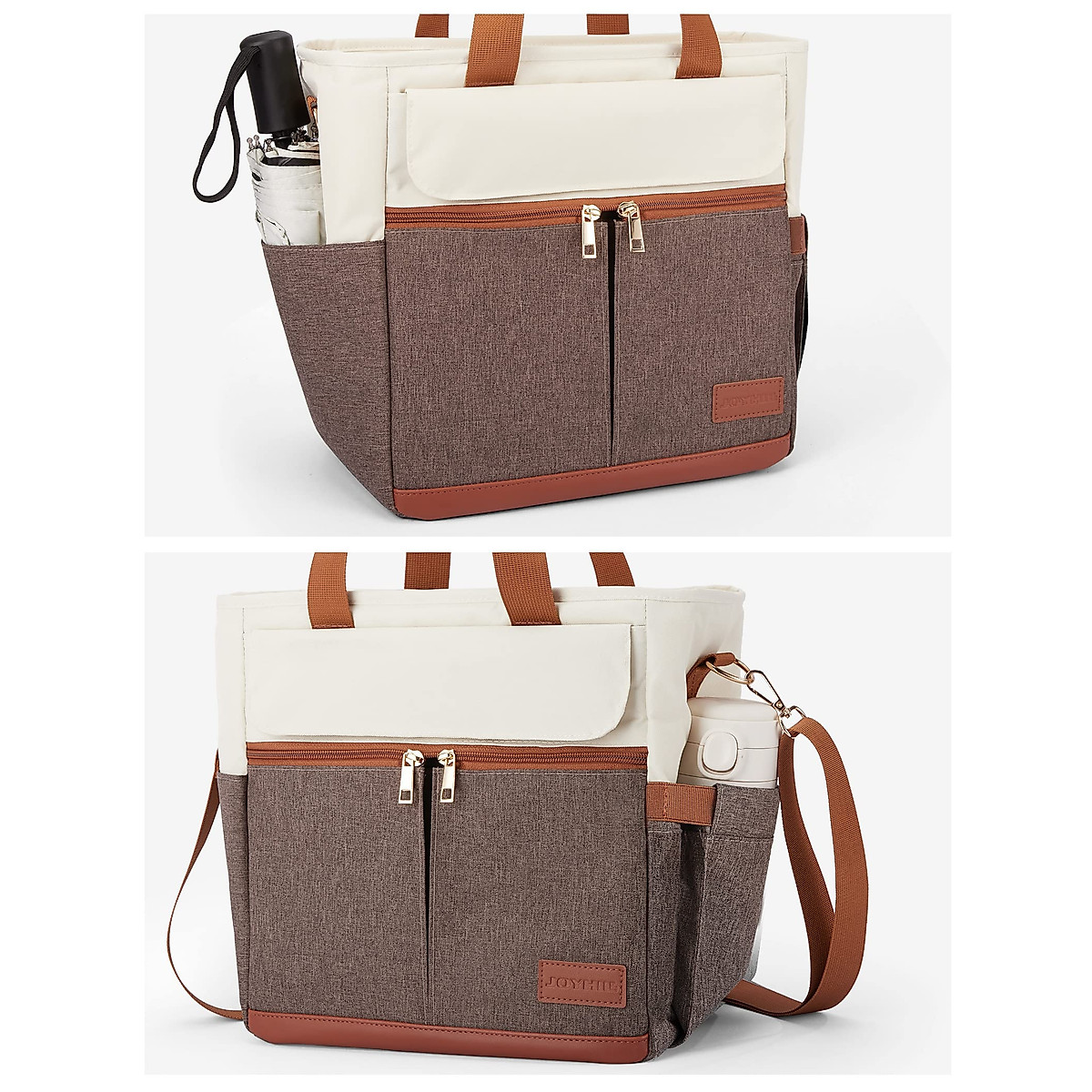 JOYHILL Lunch Bag for Man, Lunch box Bag for Woman, Leakproof Insulated Lunch Bag, Lunch Tote with Shoulder Strap, Adult Reusable Lunch Cooler Tote Bags for Work Picnic Camping Beach (C-BLACK)