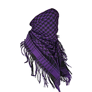 Houndstooth Keffiyeh Shemagh Military Scarf Bandana Head Wrap Tactical Gear for Men and Women Neck Gaiter (Purple)