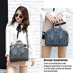 Longjet Purses and Handbags for Women Geometric Luminous Shard Lattice Holographic Tote Bags