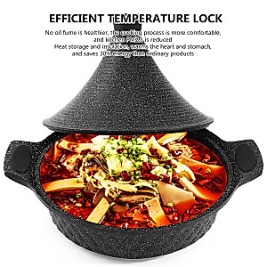 Xgxoz Tagine Pot with Ceramic Lid for Cooking 4.1Litre 32Cm Traditional Tender Slow Cook Tajin Casserole Pan for Induction Gas Electric Ceramic Hobs Safe,Black