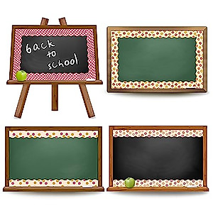 Whaline 196.8ft Boho Bulletin Board Borders Daisy Flower Checked Die-Cut Bulletin Board Stripes Retro Groovy Rolled Bulletin Board Trim for School Classroom Office Chalkboard Decoration, 6 Rolls