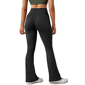 MOOSLOVER Women Ribbed Bootcut Yoga Pants High Waisted Flare Bootleg Workout Leggings(S,#2 Black-29)