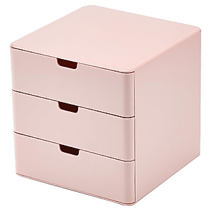 Dalanpa 3-Drawer Vanity Organizer, Compact Storage Organization Drawers Small Size Pink