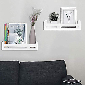 Tesmula gt2-ZJ Set of 2 Nursery Room Wood Floating Wall Shelves Wall Decor, Bookshelf, and Toy Organizer White