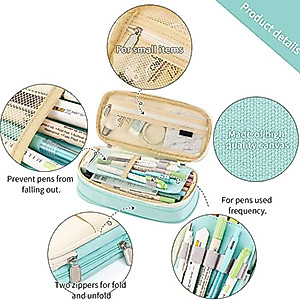 Big Capacity Pencil Pen Case, Office College School Storage Pouch Holder Box Organizer Blue (Cyan) Pencil Case, Large Pencil Case, Aesthetic Pencil Case, Pencil Case Large, Expandable Pencil