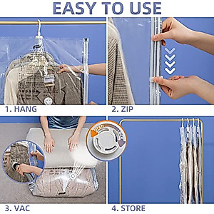 TAILINK Hanging Vacuum Storage Bags Space Saver Bags for Short Clothes, 4 Pack 41.3 x27.6 inch, Space Saver Garment Bags for Short Jacket, Suits, Dresses Space Bags Hanging Vacuum Storage Bags
