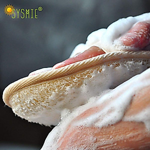 3 Packs Exfoliating Loofah Sponge Pads,Large 5”x 7”-100% Natural Luffa and Terry Cloth Materials,Premium Loofa Sponge Scrubber Body Glove Close Skin for Men and Women,Perfect for Bath Spa and Shower