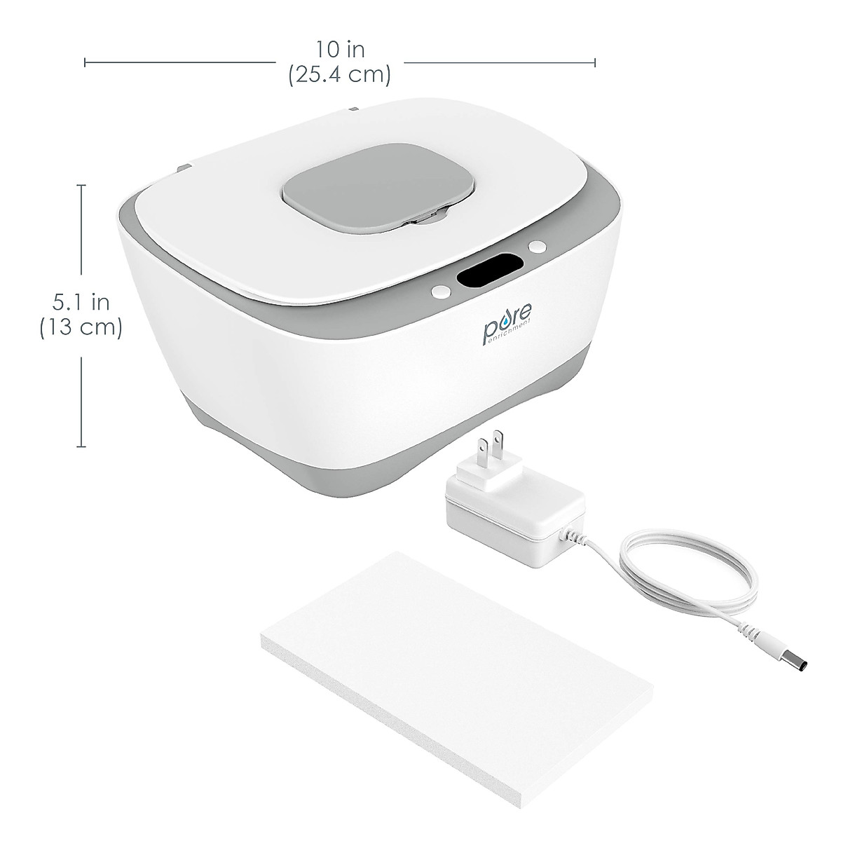 PureBaby™ Wipe Warmer with Digital Display - Easy-Feed Dispenser with 3 Heat Settings, LCD Display, 80 Wipe Capacity, Naturally Steam Heated for Comfort and Safety for Baby