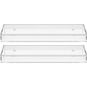 Sorbus Acrylic Bathroom Floating Display Shelves, Clear Shelf Storage for Bath Toiletries, Bookshelf, Spice Rack Wall Mounted, Clear