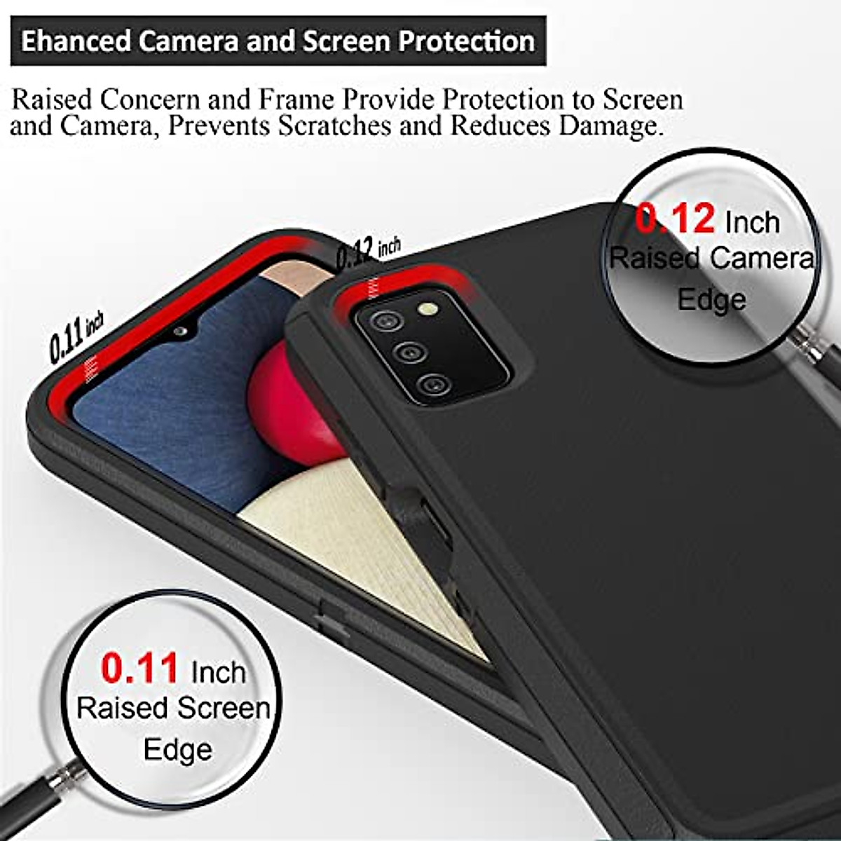 Compatible with Samsung Galaxy A02s Case,with Screen Protectors,Heavy Duty Rugged Shockproof Full Body Protection Kickstand Case with Belt Clip Holster for Samsung Galaxy A02s (Black)