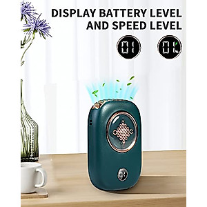 AICase Portable rechargeable personal mini neck fan handheld fan 3 Speeds 2000mah battery with LED battery display and lanyard for outdoor,cooking,office,beach,walk and exercise(Darkslategray)