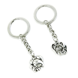 100 Pieces Keychain Keyring Door Car Key Chain Ring Tag Charms Supplies W4UH6L Mother Child Parent Elephants