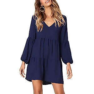 Amoretu Dresses for Women Loose Casual Swing Shift Mini Dress, Spring, Summer, 2025 (Navy, M)