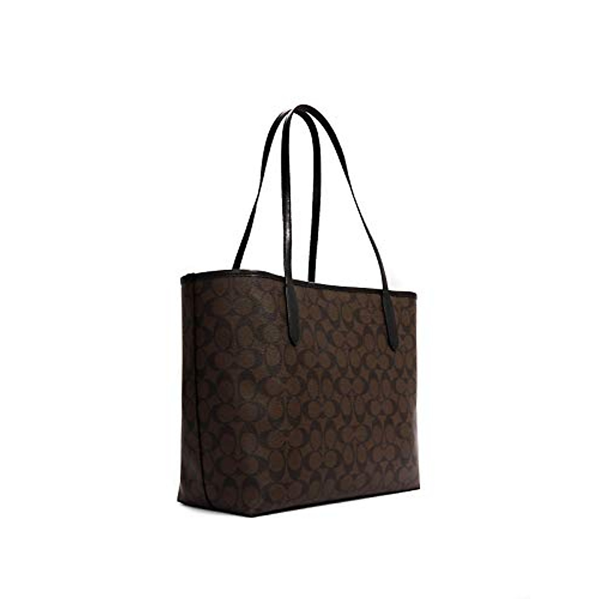 COACH WOMENS City Tote In Signature Canvas (Brown Black)