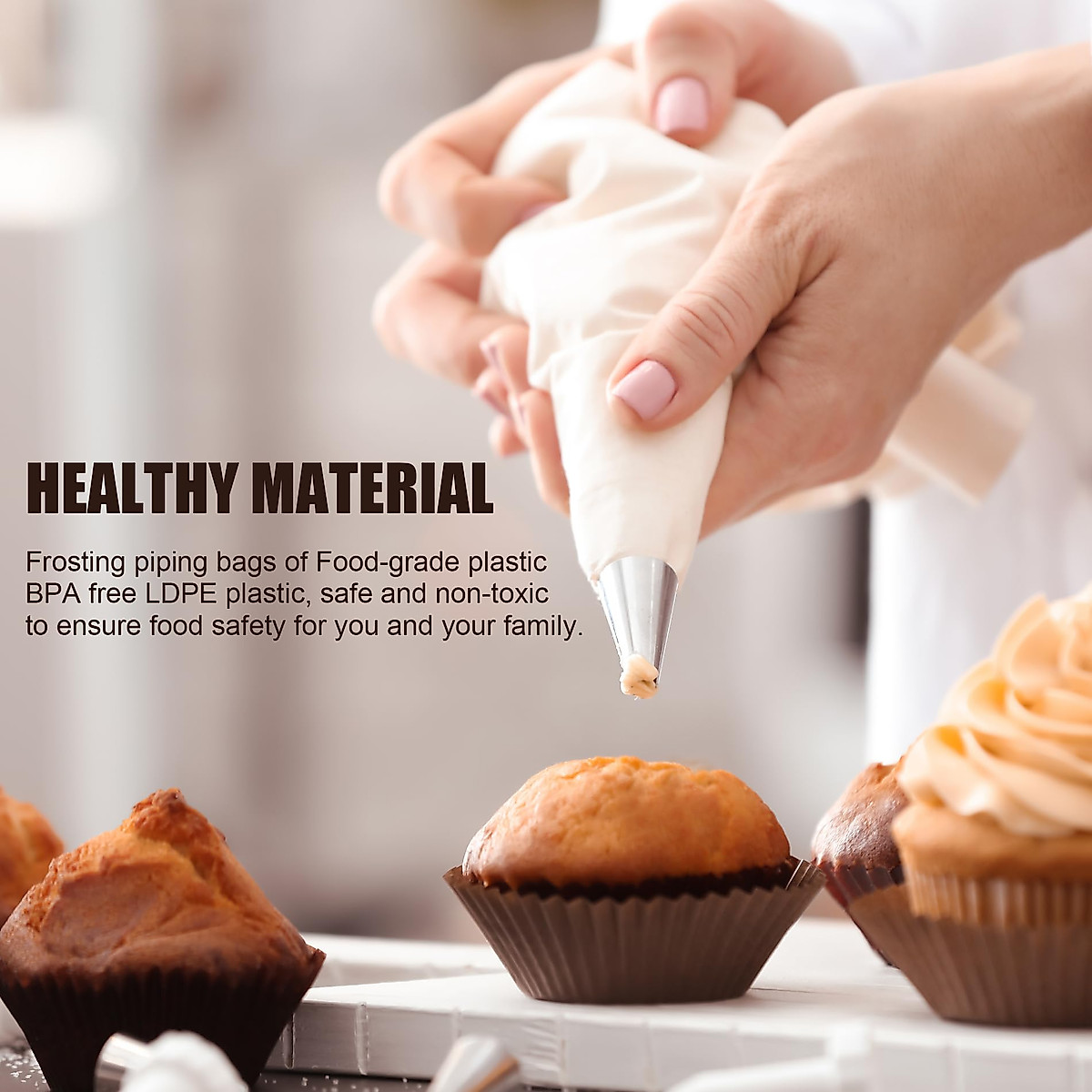 Piping Bags and Tips Set, Cakes Decorating Supplies Kit with 100pcs 12 Inch Pastry Bags, 16 Piping Tips, 3 Cake Scraper, 2 Couplers, 2 Bag Ties, Simple and Convenient Baking Supplies Set