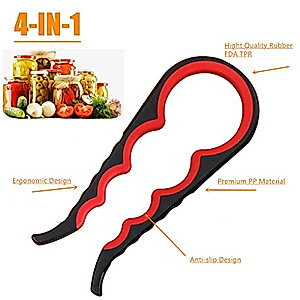 Tunyet Jar Openers for Seniors Bottle Opener set 4pcs.4 &5 in 1 Multi Function Non-Slip Jar Opener Lid Opener Tools and 2Pcs Rubber Jar Opener Gripper Pad (rubber 4pcs)