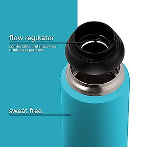 qbottle Insulated Water Bottles with Carabiner Lid – Stainless Steel Water Bottle – Leak Proof Metal Water Bottle – No Sweat – Wide Mouth – Aqua Blue, 27 oz