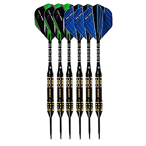 GOOSO Professional Steel Tip Darts Set | 24g/22g/20g/18g Brass Barrel with 12pcs Dart Flights + Dart Sharpener + Magnetic Case + Darts Tool (6 Pack)