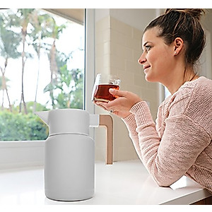 Hastings Collective Thermal Coffee Carafe 50 Oz - Large Stainless Steel Insulated Carafe - 1.5 Liter Double Walled Vacuum Thermos Coffee and Beverage Dispenser with Tea Infuser and Strainer (White)