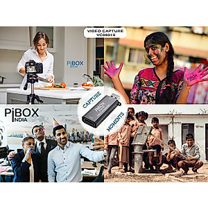 PiBOX India, Video Capture Card, 4K HDMI to USB 3.0 Game Capture Device Aluminium Windows Android Mac,HD 1080P Audio Video Card Live Streaming Gaming Conference, or Live Broadcasting