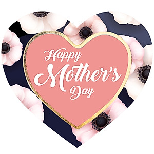 Easykart 500 Happy Mother's Day Stickers with Flowers Heart Shaped with Gold Foiling, Mother's Day Party Favor Sticker Labels for Classroom Candy Bags (1.5 Inch)