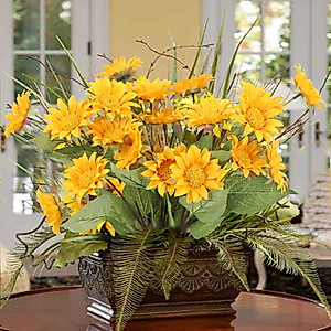 HUAESIN 21 Heads Sunflowers Artificial Flowers Long Stem Fake Sunflowers Silk Sunflower Bouquet for Home Wedding Wreath Party Table Centerpieces Decor