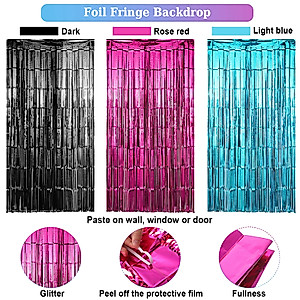 Skylety Music Birthday Party Decorations Includes Karaoke Rose Red Blue Black Tinsel Curtains Music Balloons Music Note Balloons for Music Theme Party Photo Backdrop