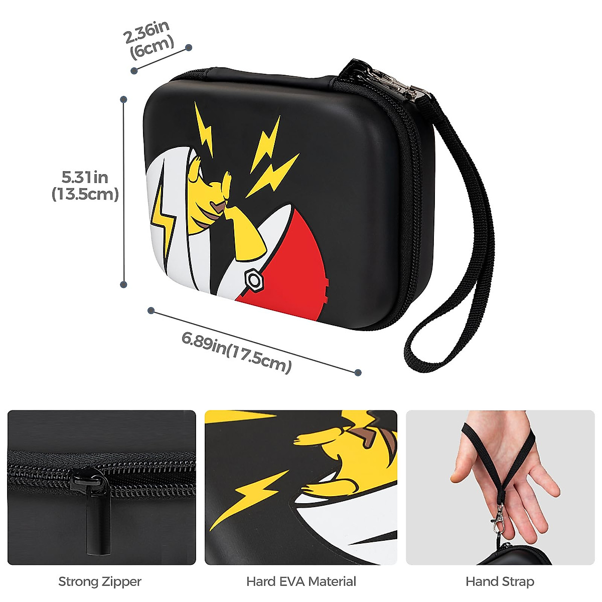 ProCase Trading Card Carrying Case, Playing Card Holder Organizer Fits Up to 400 Cards, Cards Storage Box with 2 Removable Dividers and Hand Strap -Black