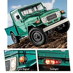 BEEZRC FMS 1/12 RC Crawler Toyota FJ45 Official RTR Green 2.4GHz 4WD Brushed Remote Control Car RTR RC Truck Vehicle Models Hobby Grade RC Carwith Intelligent Lighting for Adults Kids (Green)