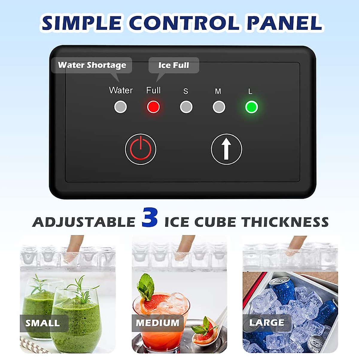 LIFEPLUS Commercial Ice Maker Machine, 70LBS/24H Under Counter Ice Maker w/ 10LBS Ice Bin, 32 Ice Cubes/Cycle, 2 Water Inlet Modes, Self Clean, ETL & FDA, Ideal for Bar, Office, Coffee Shop