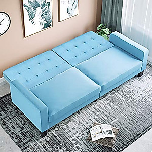 LTT Futon Sofa Bed, Loveseat Sofa Bed, Velvet Upholstered Modern Convertible Folding Futon Lounge Couch for Living Space, Apartment, and Dorm