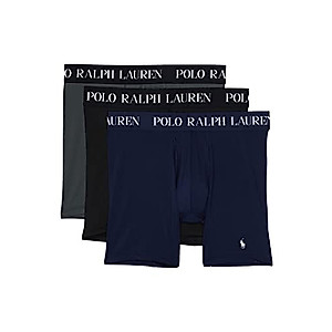 POLO RALPH LAUREN 4-D-Flex Performance Mesh Boxer Briefs 3-Pack Cruise Navy/Polo Black/Charcoal Grey LG