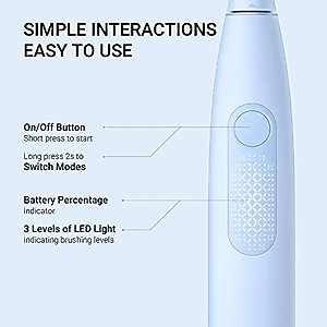 Oclean Electric Toothbrush F1 36,000 VPM Sonic Cleaning with 3 Modes, Rechargeable Sonic Toothbrush 2H Fast USB Charge Last 30 Days W/Smart Timer, for Adults and Teenagers, for Travel - Light Blue