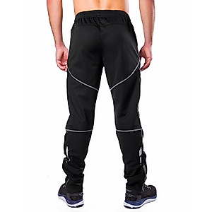 BALEAF Men's Fleece Pants Winter Cycling Pants Mountain Bike Clothing Thermal Cold Weather Running Gear Black M