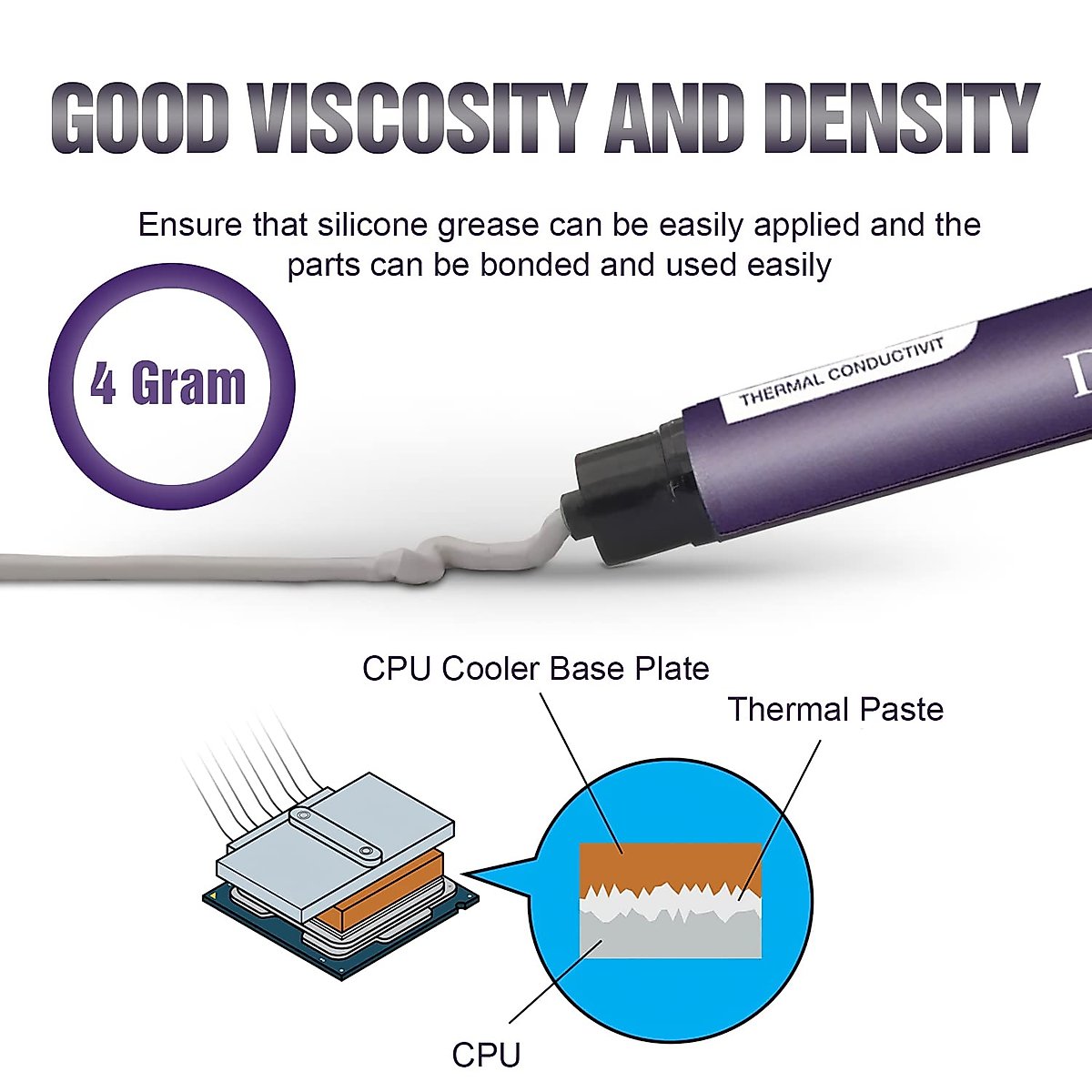 Dracaena Thermal Compound Paste (4Gram), Carbon Based High Performance, Heatsink Paste, Thermal Compound CPU for All Coolers, Thermal Interface Material -CTG9